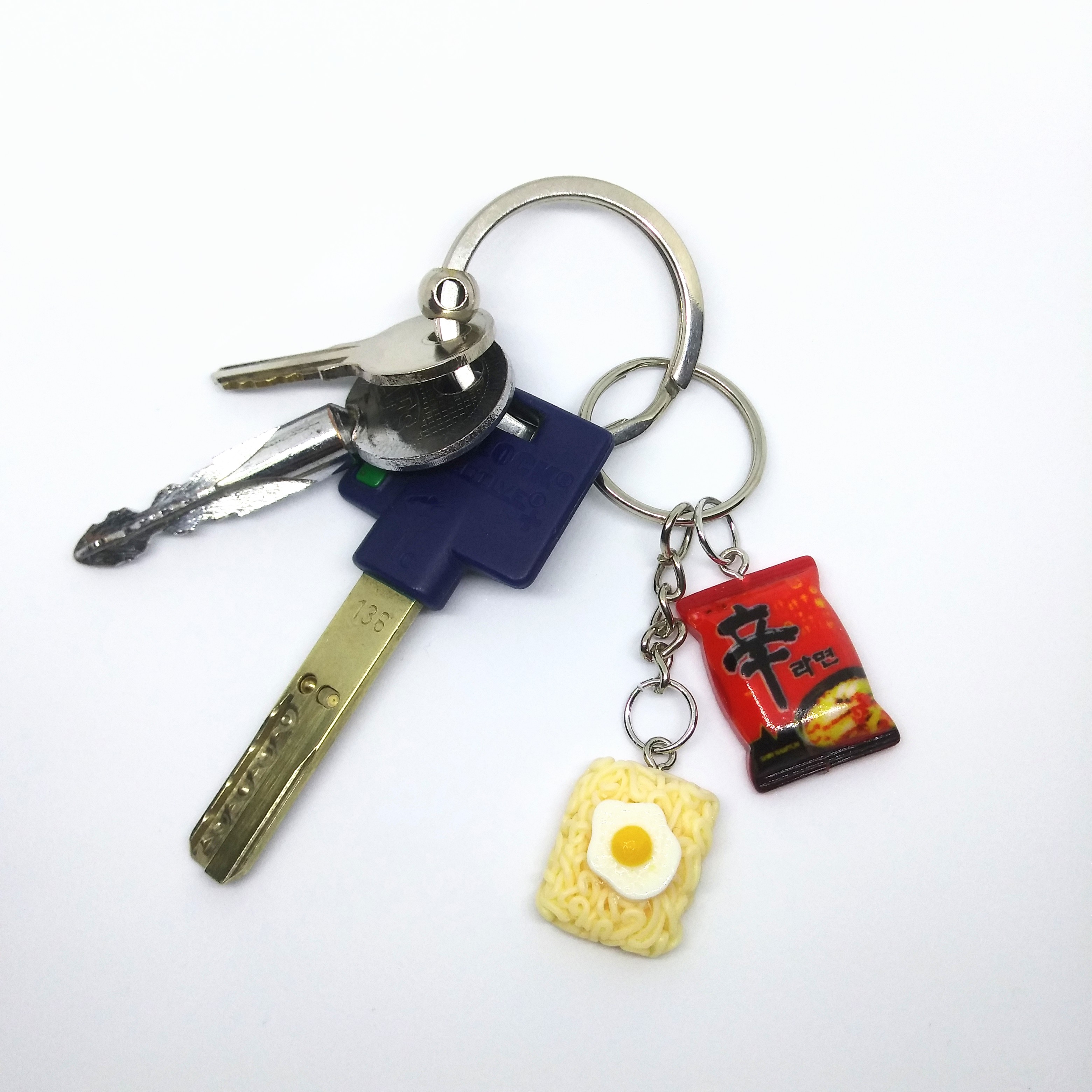 Korean Shin辛 Noodles With Fried Egg Ramen Noodles Keychain, Funny ...