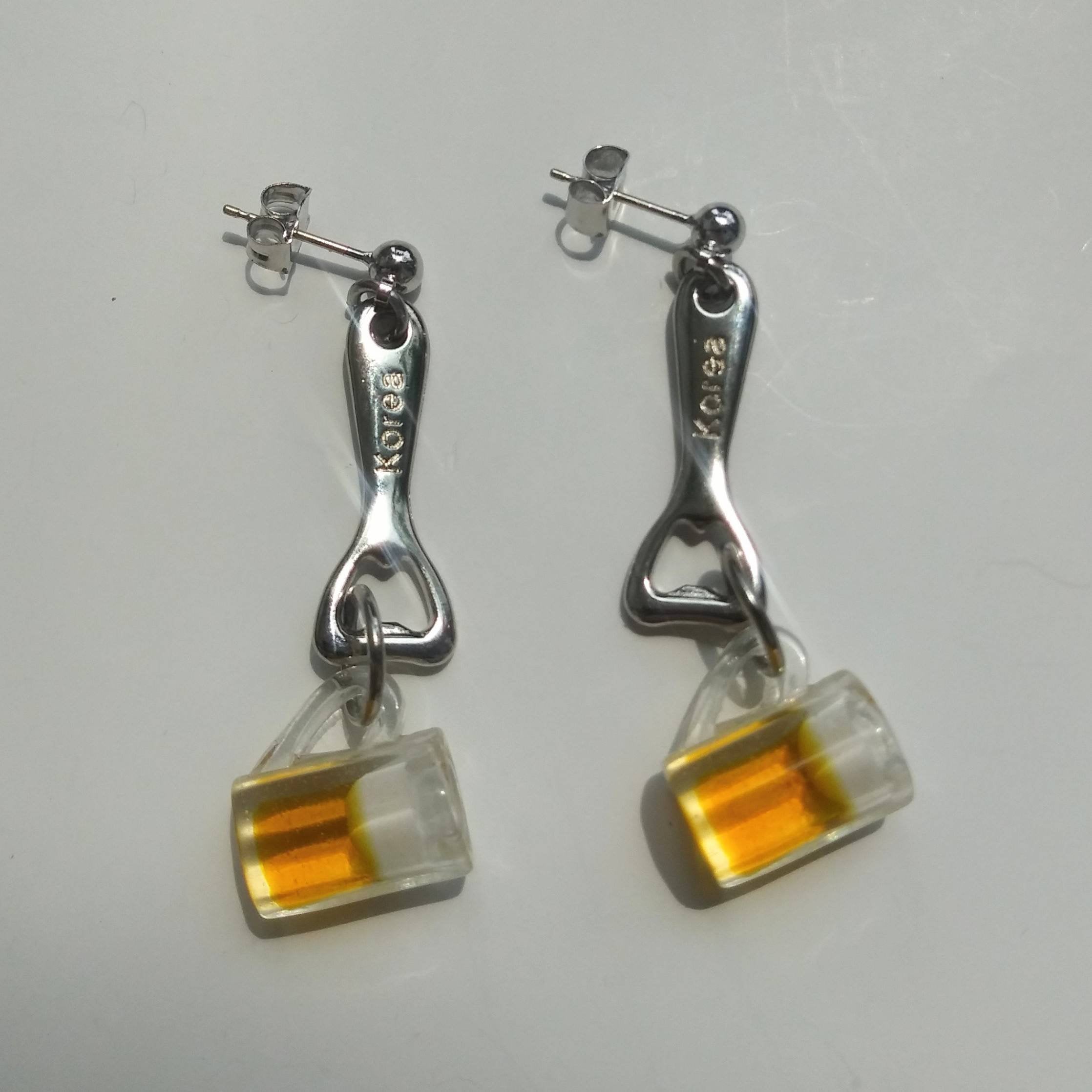 Korean Bottle Opener With Mug Of Beer Earrings, Drink Earrings ...